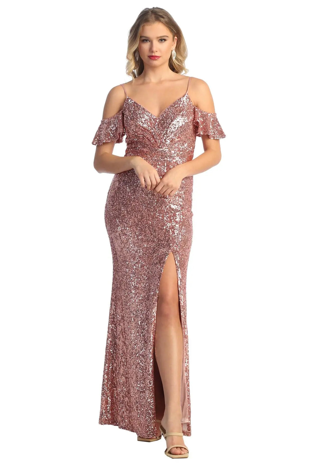 Cindy Collection 1660 Sparkling Off Shoulder Dress | NORMA REED