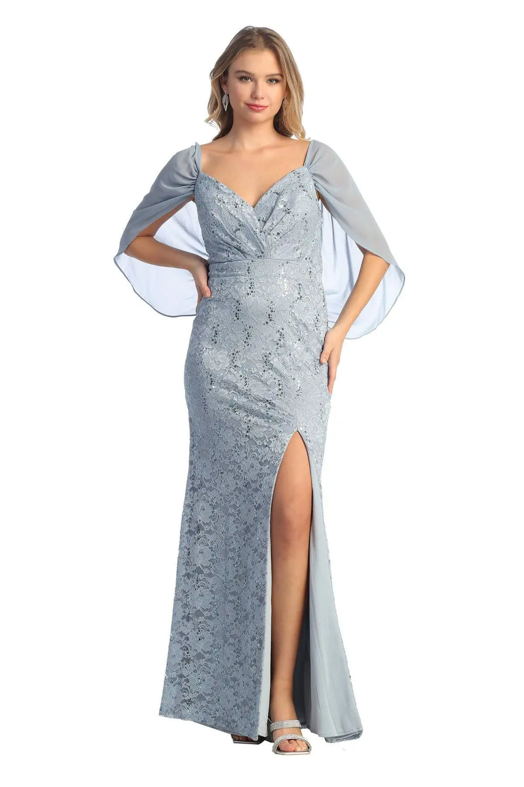 Cindy Collection 1614 Dusty Blue Mother of the Bride Dress | NORMA REED