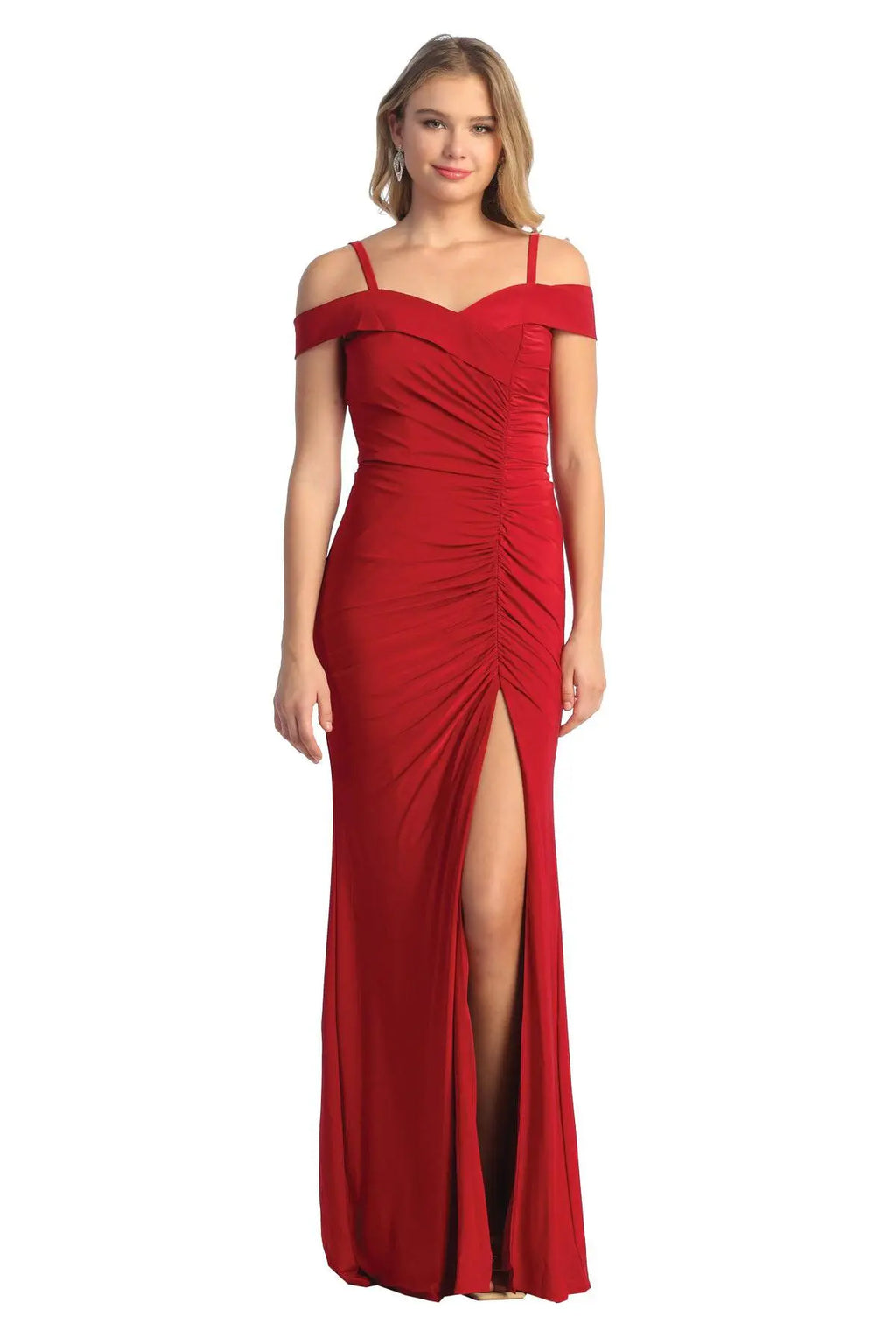 Cindy Collection 1729 Off Shoulder Slit Leg Dress | NORMA REED