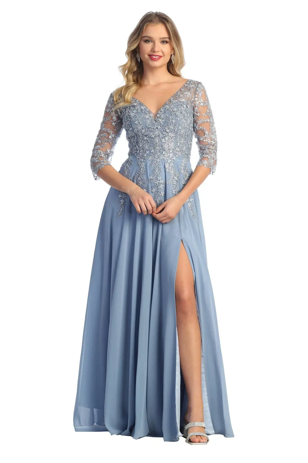 Cindy Collection 50441 3/4 Sleeve A Line Ball Gown - NORMA REED